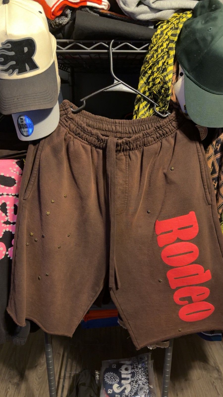 Sp5der × Travis Scott Sp5der x Travis Scott Rodeo Star Studded Shorts ...
