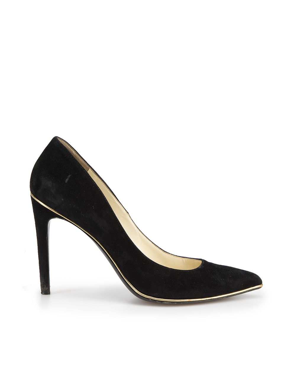 Balmain Black Suede Gold Accent Pumps | Grailed
