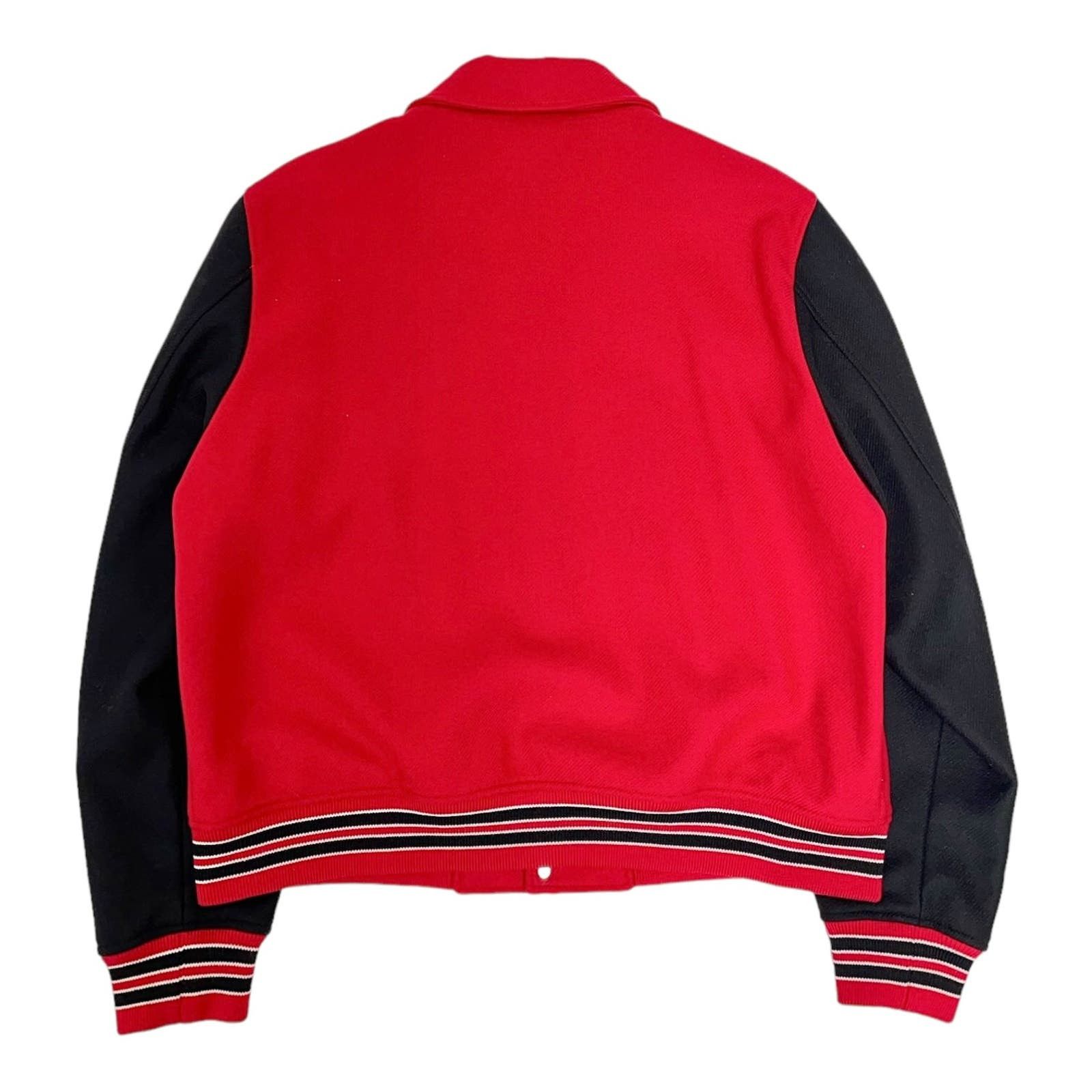 Amiri Amiri Chicago XO Bones Varsity Jacket Red Black | Grailed