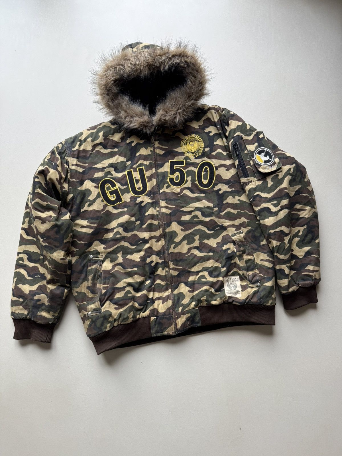 50 Cent × G Unit × Vintage Vintage 50 Cent G Unit Camo Fur Jacket | Grailed