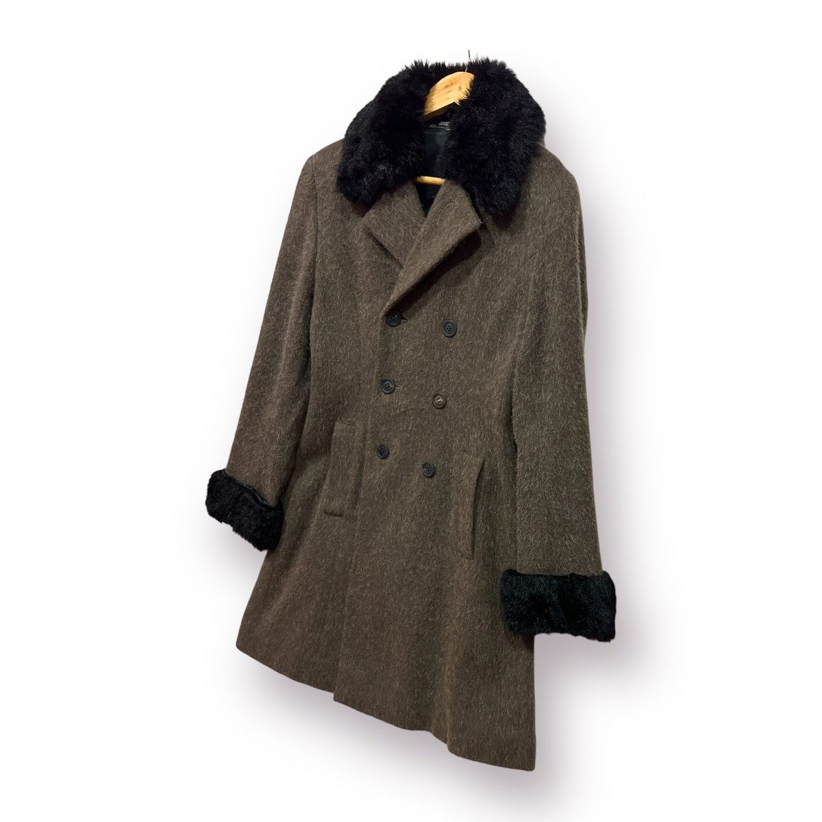 Japanese Brand 🔥 iNED mohair Long coat YOHJI style fur Collar | Grailed