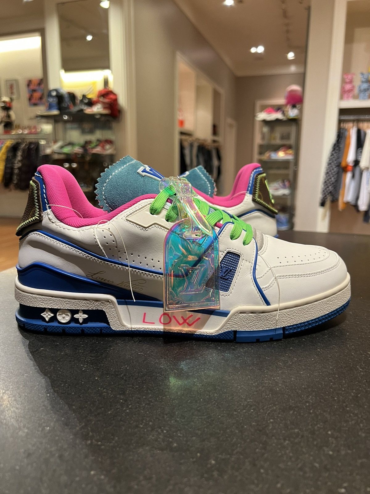 Louis Vuitton Louis Vuitton Virgil Upcycled Trainer Sneakers neon | Grailed