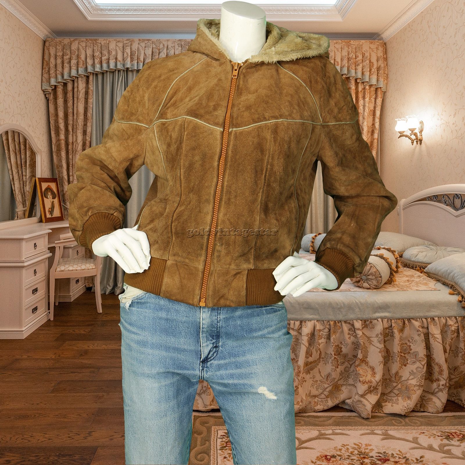 Other 80s Vintage Bermans Fuax Fur Lining Bomber Leather Jacket M | Grailed