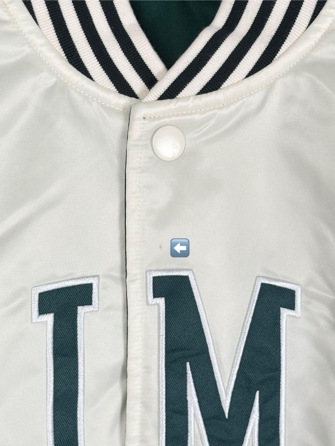 Aime Leon Dore SAMPLE* ALD Reversible Varsity Jacket Cream/Green | Grailed