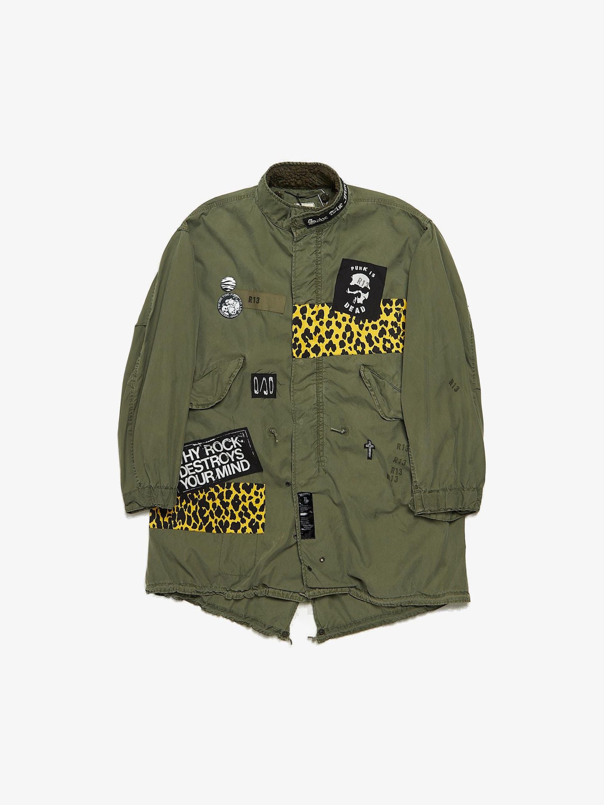 R13 Olive M65 Repurposed Patched Punk Fishtail Parka | Grailed