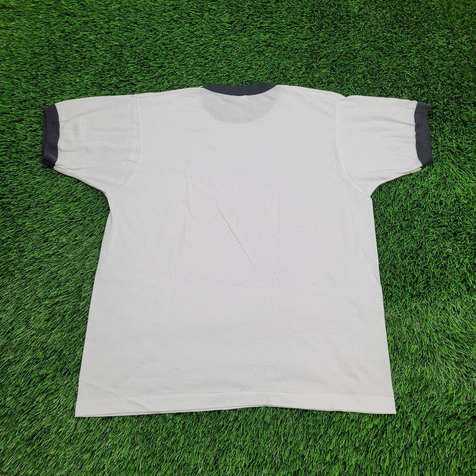 Screen Stars 80s Rockabilly Ringer Shirt XL 21x26 White Single-Stitch | Grailed