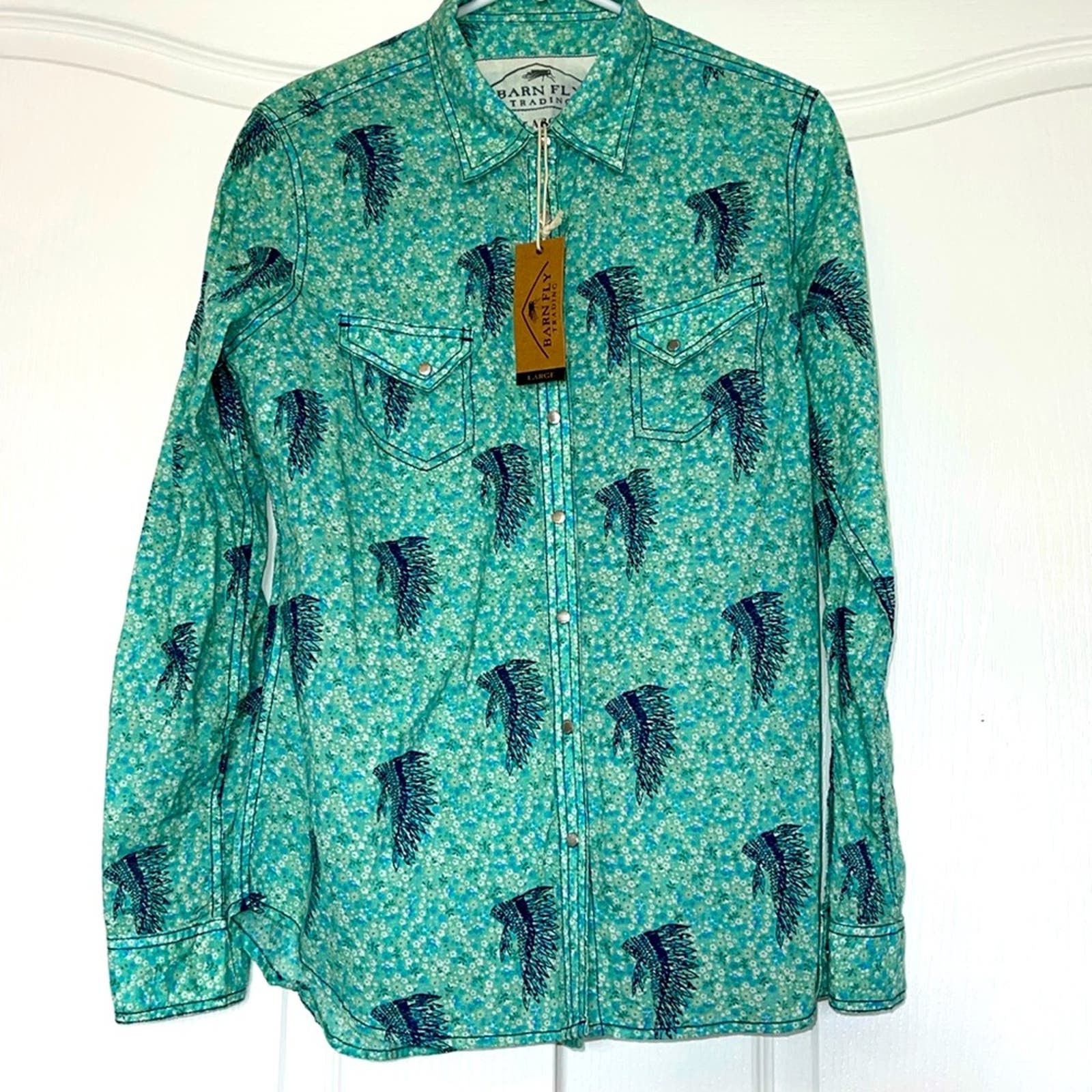 Other Barn Fly Floral Indian Headdress Western Blouse Sz L | Grailed