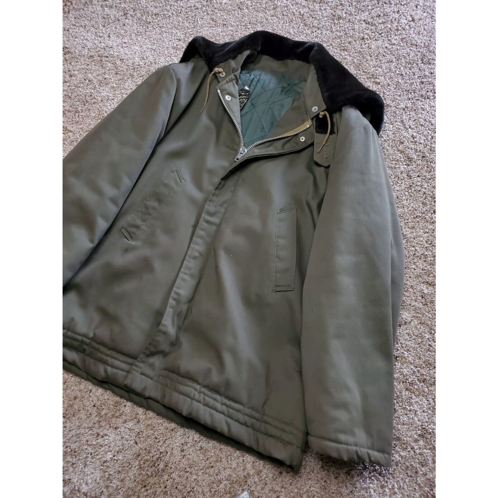 Vintage VTG 40s 50s B-9 Military Parka Large Mens Green Split Hood Fur ...