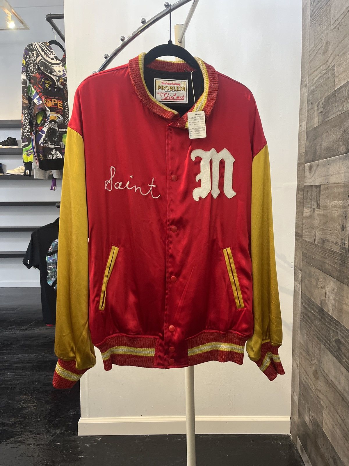 Saint Michael SAINT VARSITY JACKET RED | Grailed