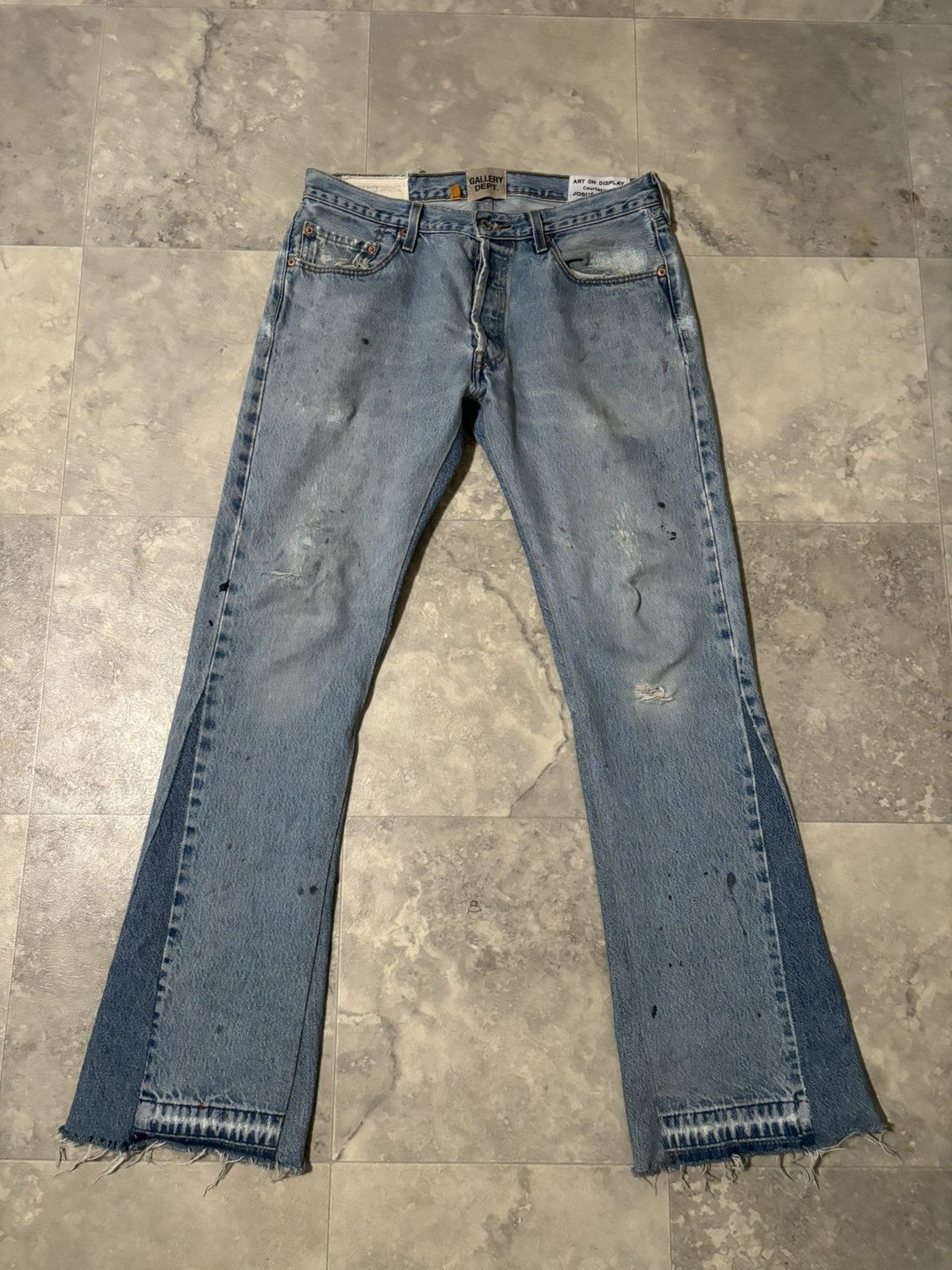 Gallery Dept. Lightwash Paint Splatter Laflare Jeans | Grailed