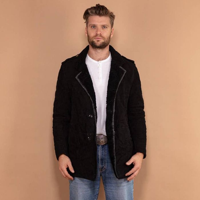 Hugo Boss Vintage 90's Men Hugo Boss Sheepskin Coat in Black | Grailed
