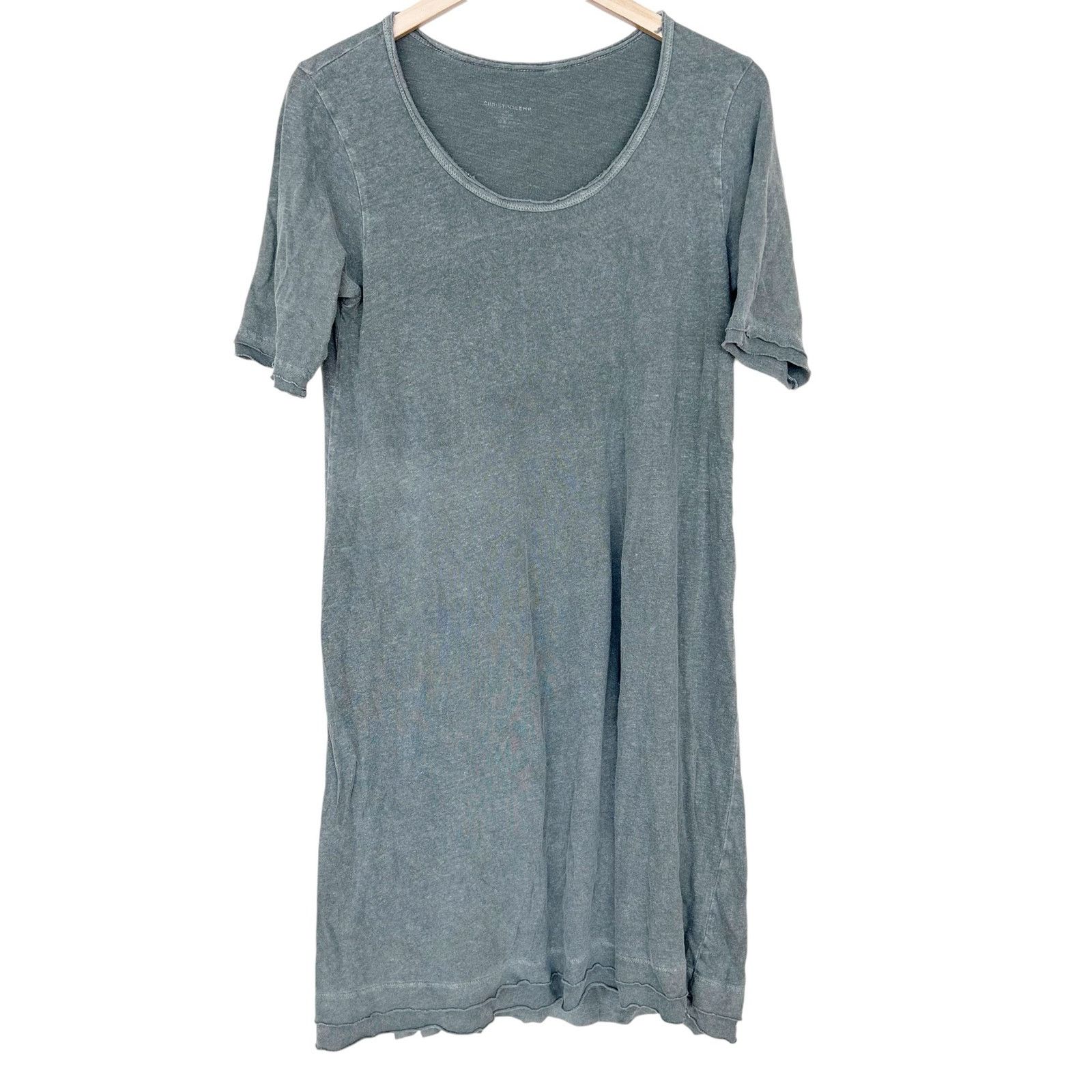 Christina Lehr Christina Lehr Green Short Sleeve T Shirt Dress OS | Grailed