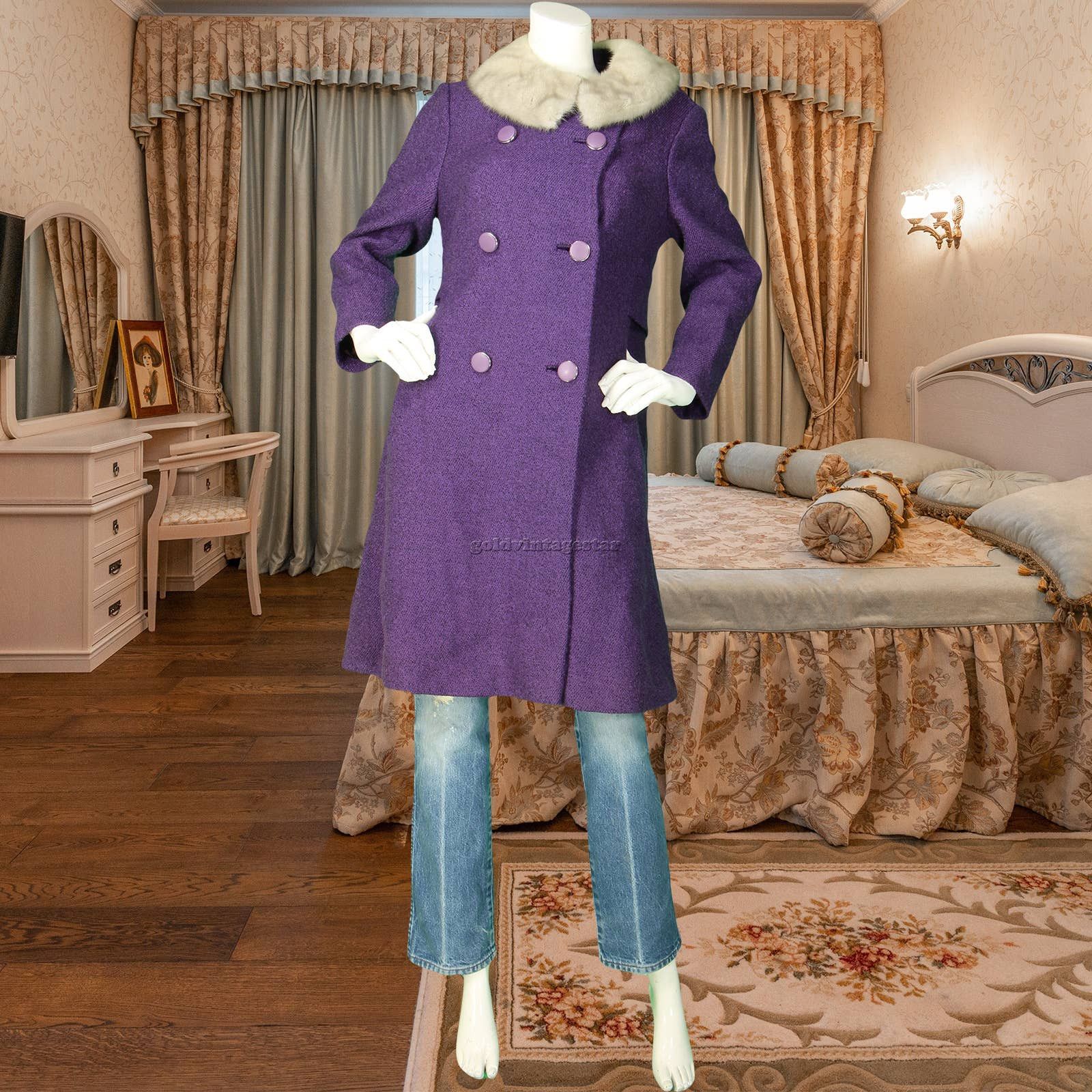 Other 70s Vintage Mink Fur Rockabilly Pin Up Swing Princess Coat L ...