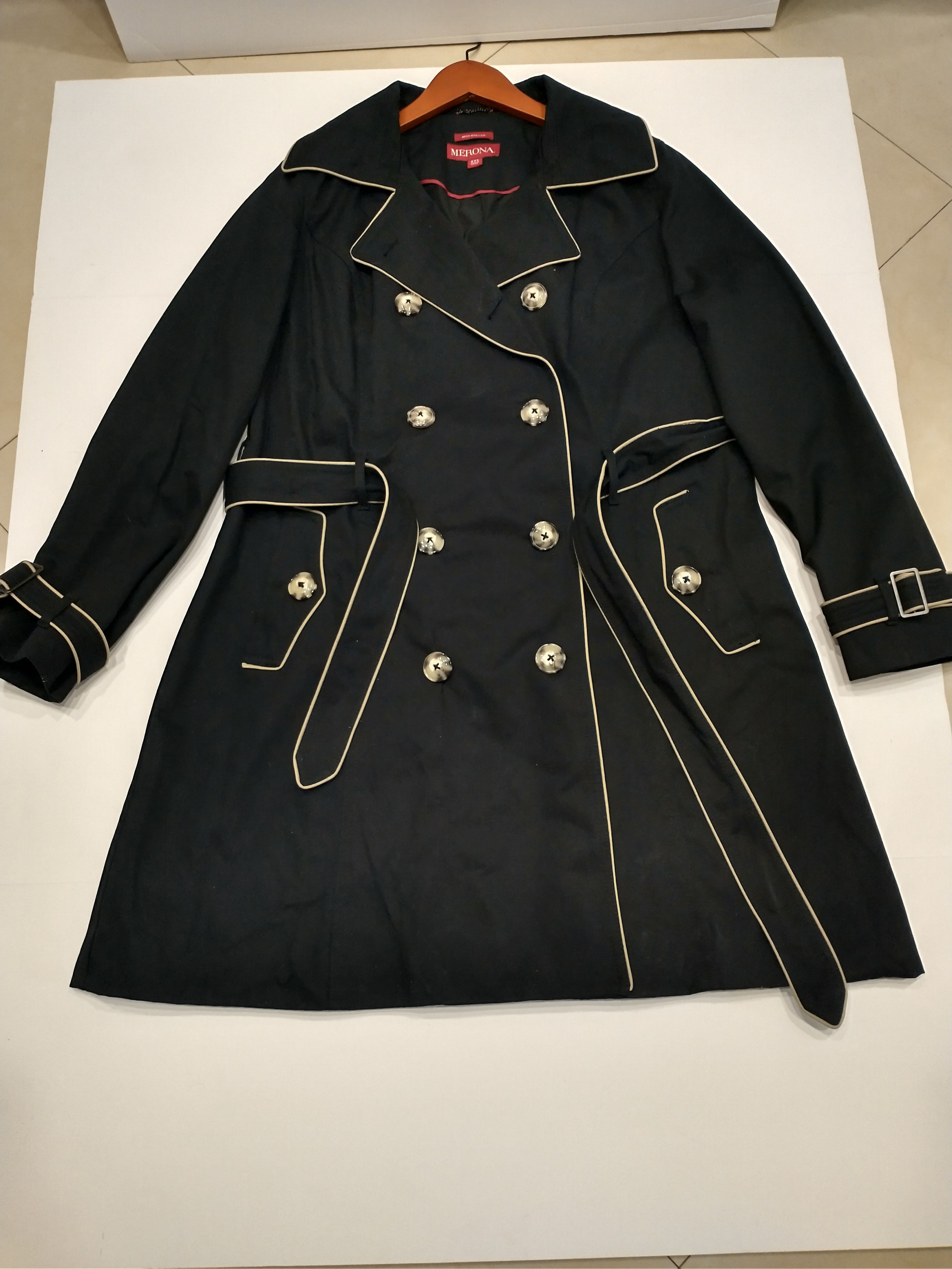 Merona Merona Womans Classic trench coat black with buttons xxl | Grailed