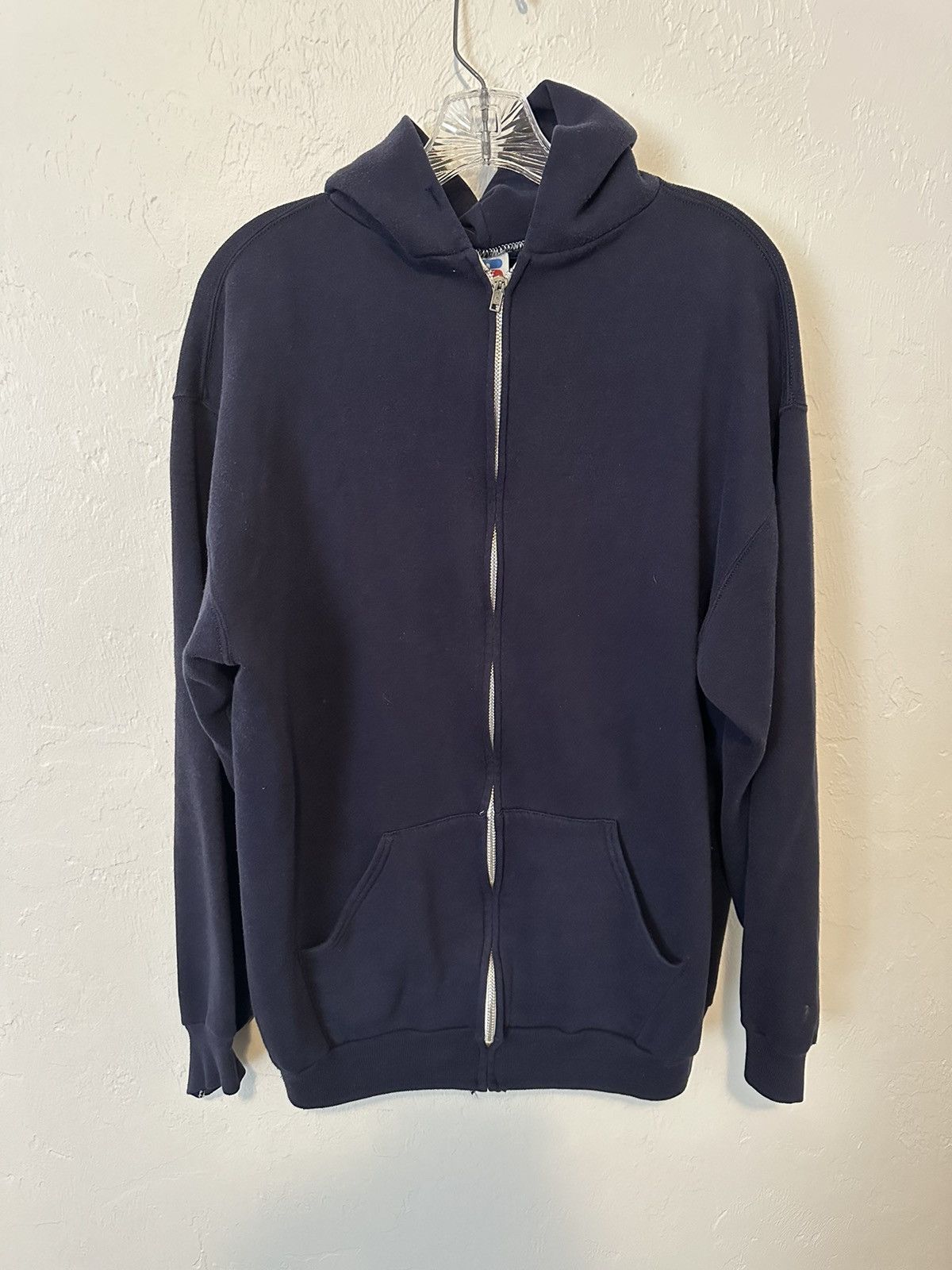 Vintage 1990s Blank Grey Russell Zip Up Hoodie | Grailed