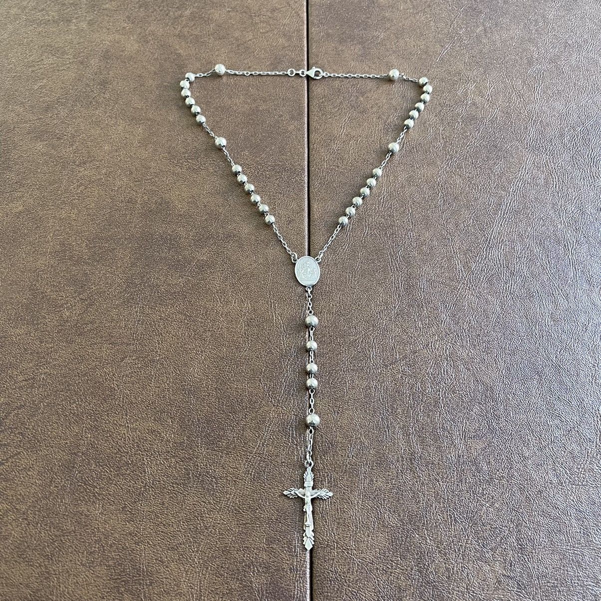 Dolce Gabbana Dolce Gabbana .925 Sterling Silver Cross Rosary Necklace Grailed