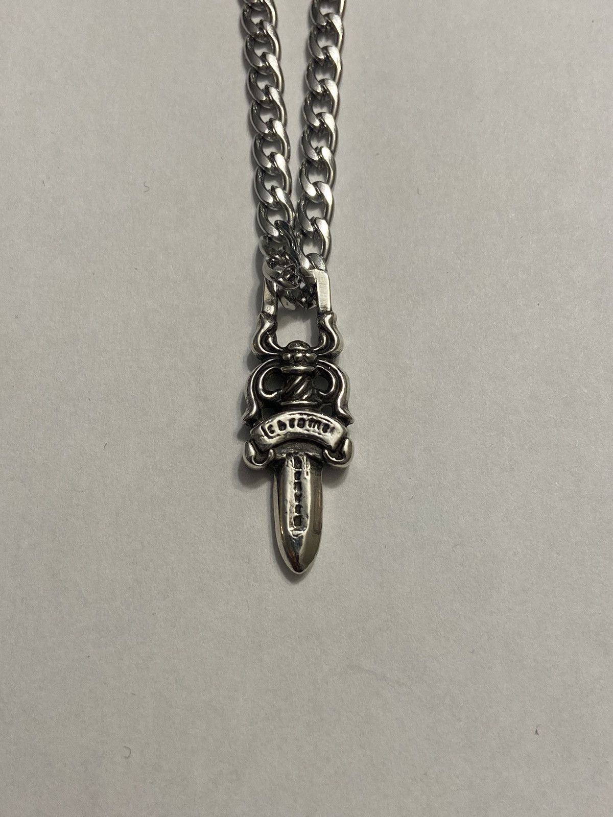 Chrome Hearts Chrome Hearts Dagger Pendant Cuban Chain Necklace Silver ...