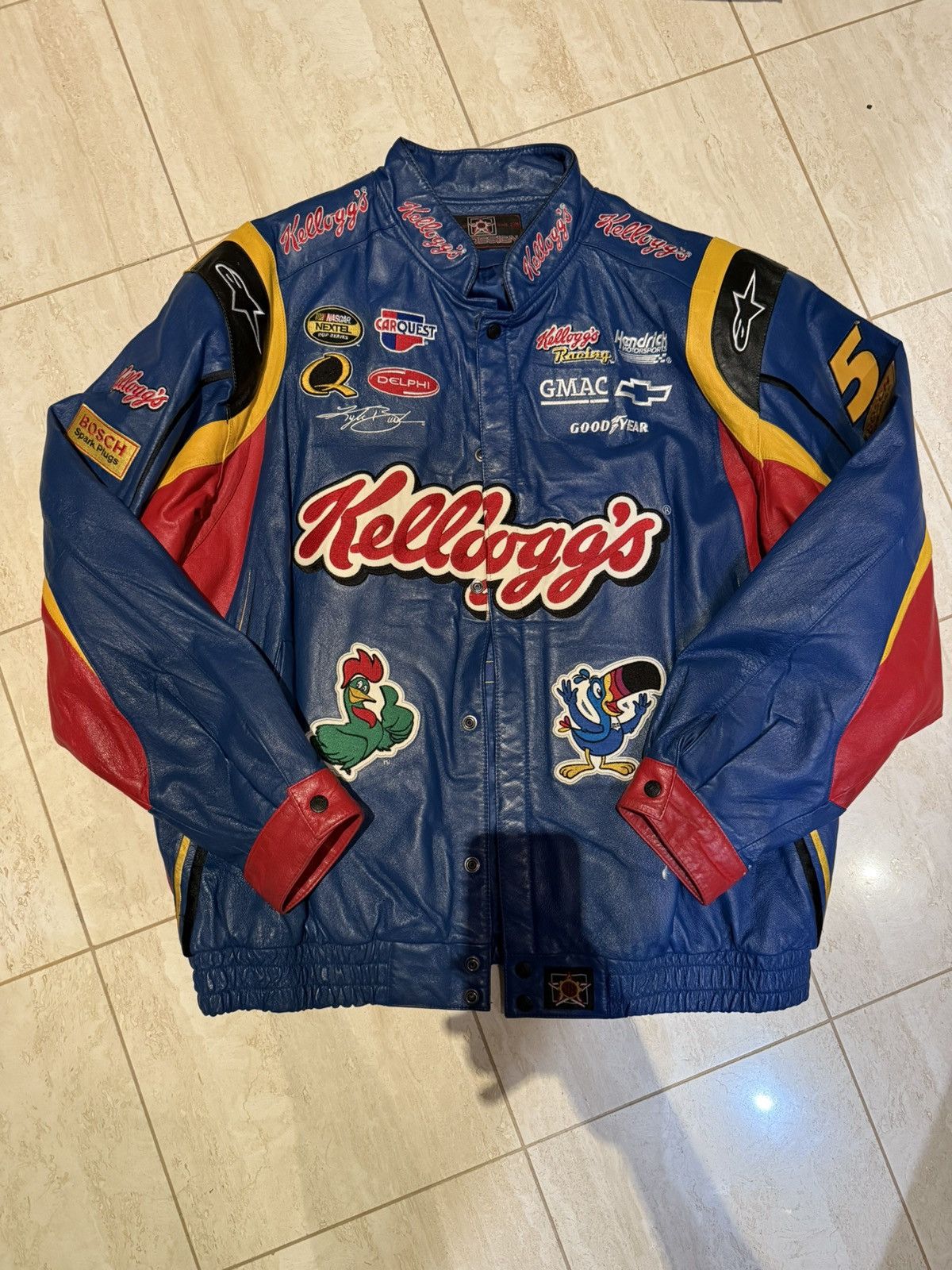 Leather Jacket × NASCAR × Vintage 🔥 ️🔥 ️ NASCAR KELLOGS VINTAGE LEATHER ...