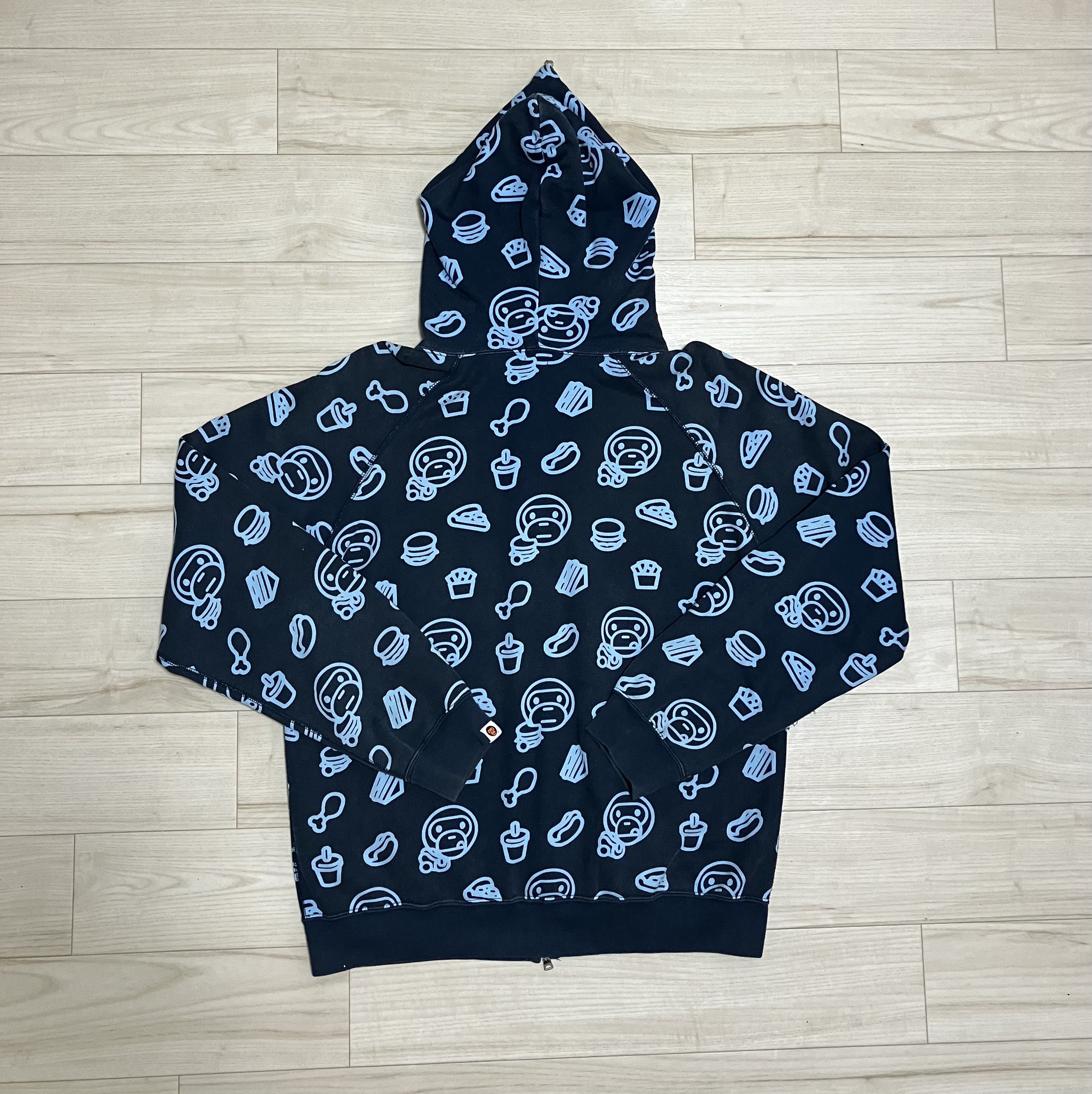Bape Baby Blue baby Milo Junk Food Logo Full Zip Hoodie | Grailed