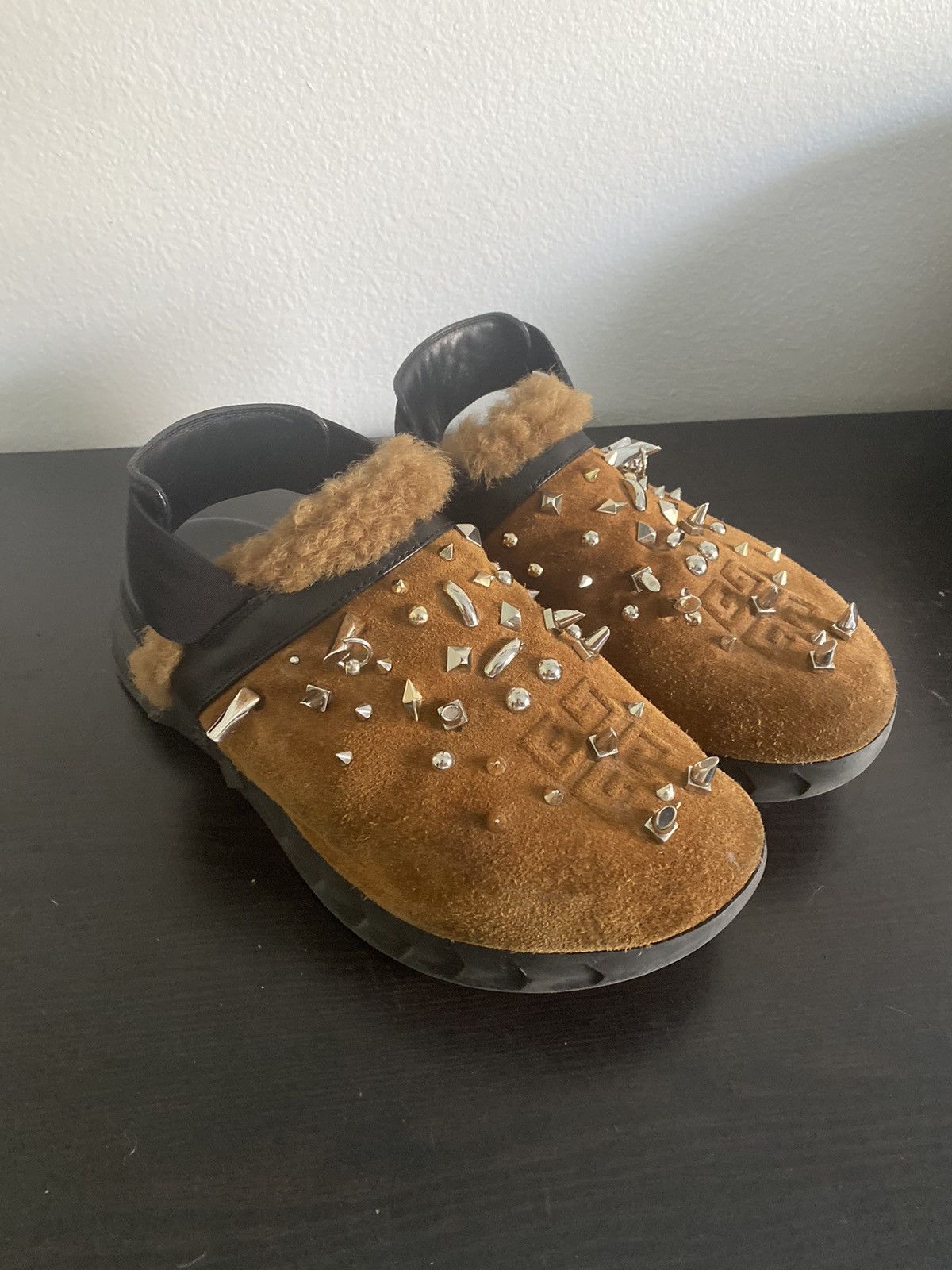 Givenchy *RARE* Brown Givenchy Spike Suede MarshMallow Clogs | Grailed