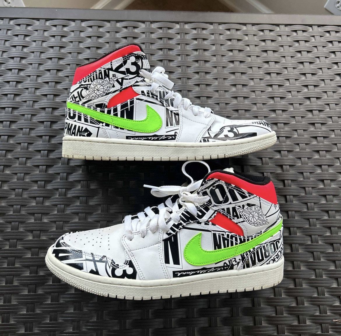 Jordan Brand × Nike Jordan 1 Mid Over Print Logos Size 10.5 | Grailed