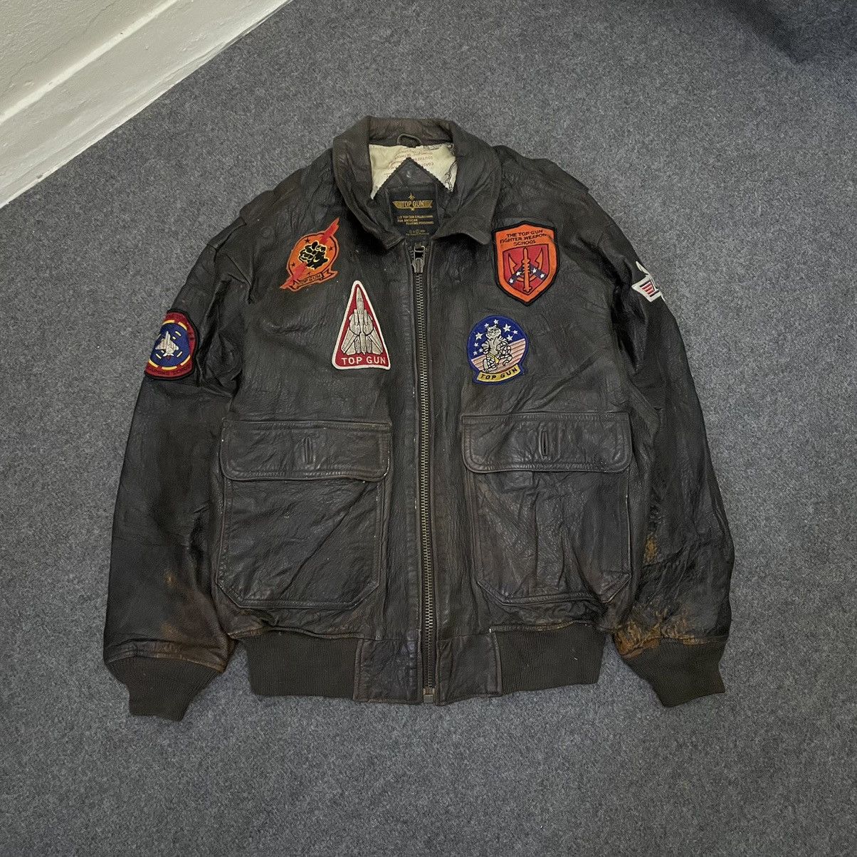 Leather Jacket × Movie × Vintage 1994 Top Gun G-1 Flight Jacket ...
