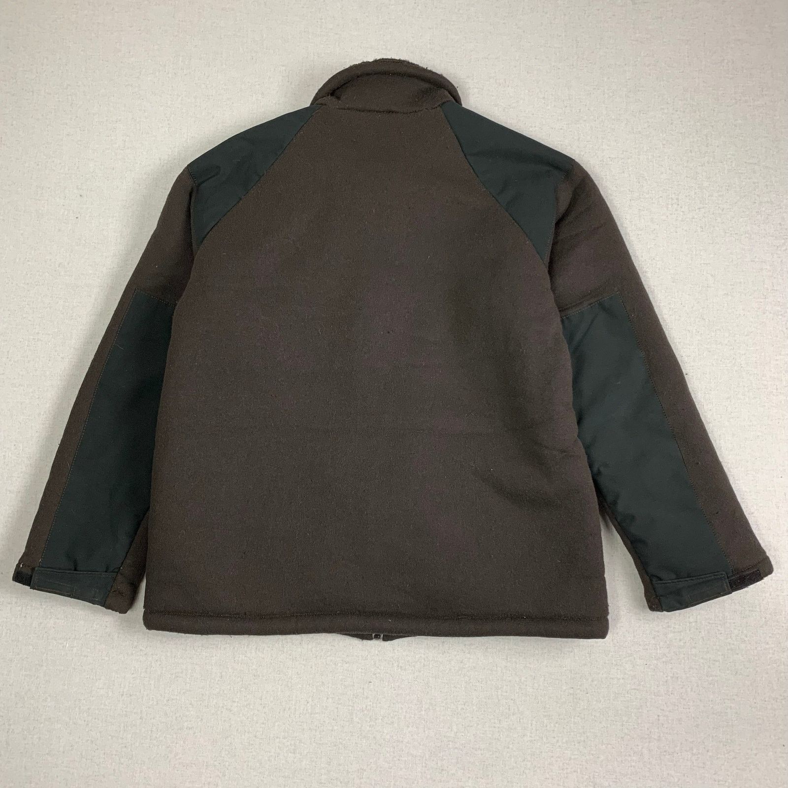 Military × Vintage Brown Military Fleece Jacket Deep Piled Lining - L ...