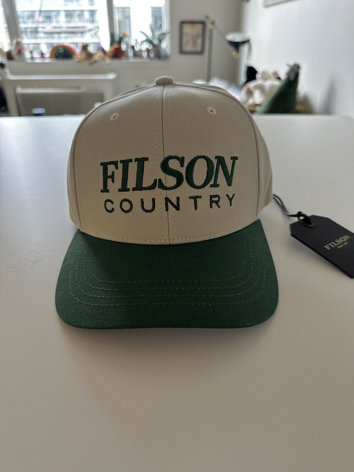 Filson NWT Filson Logger Cap Tan Country Green Leather Strap Logo | Grailed