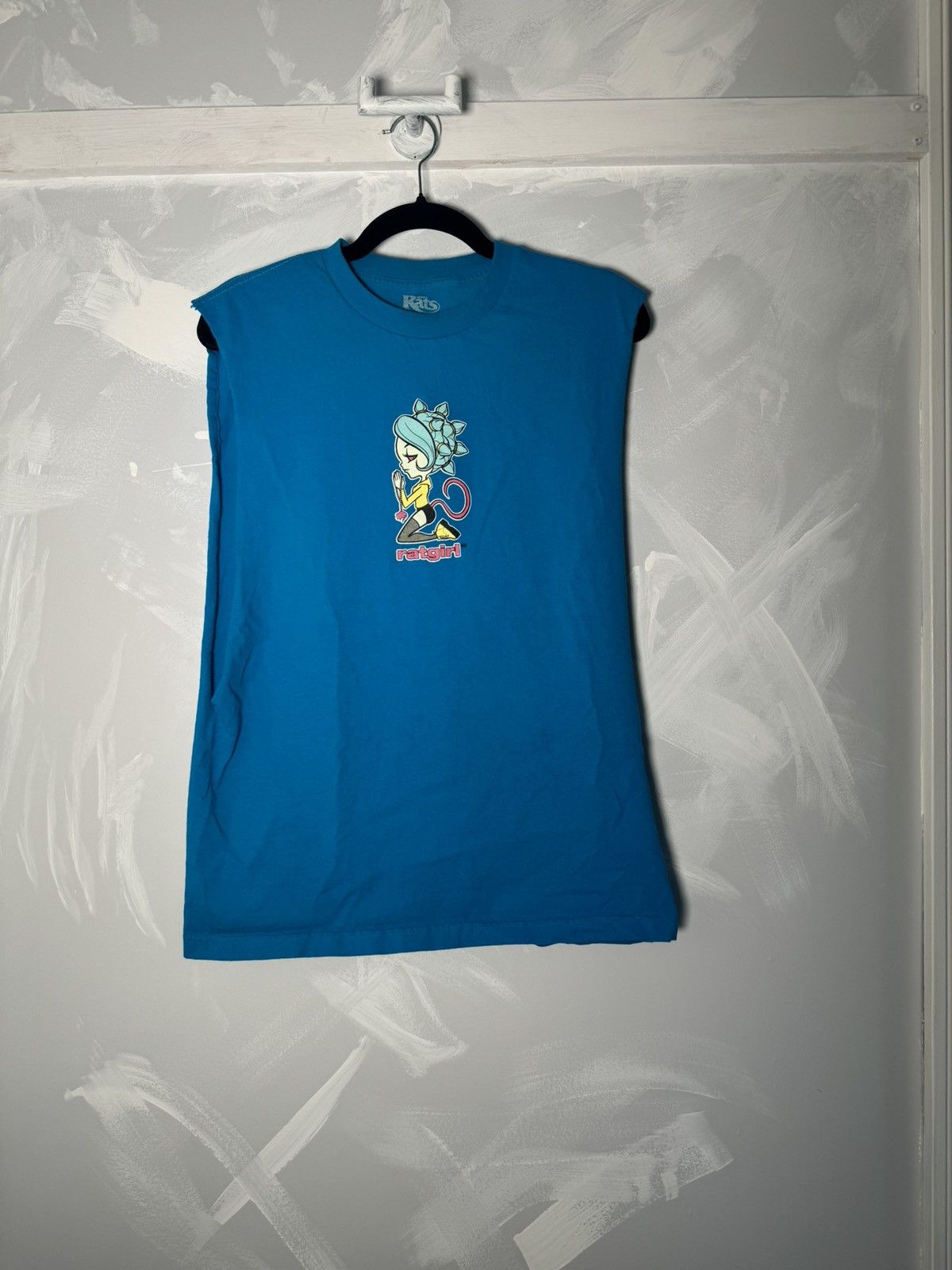 Stray Rats Stray Rats Rat Girl Praying Anime Tank Top Teal | Grailed