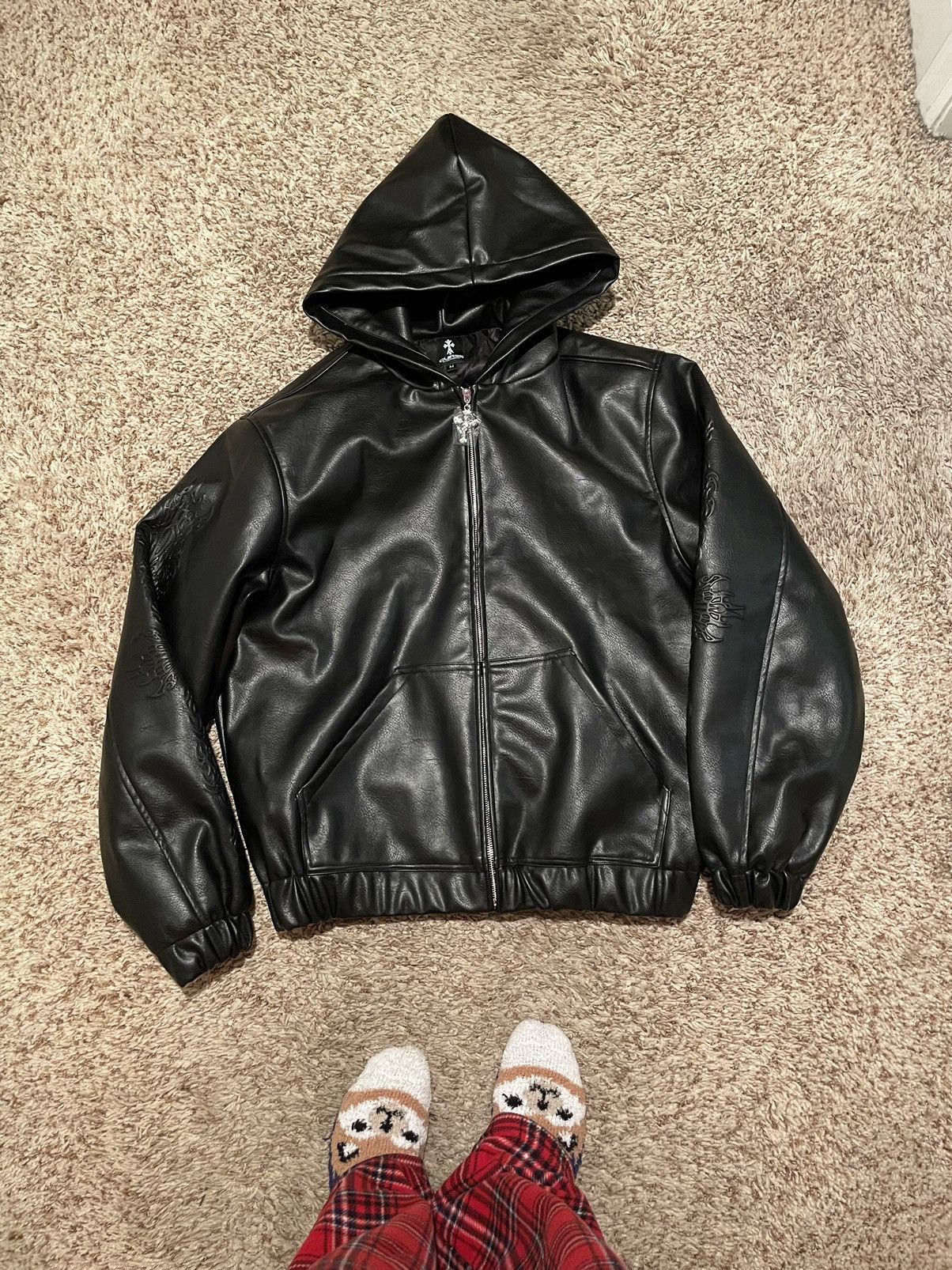 Designer Curse infernal leather zip up | Grailed
