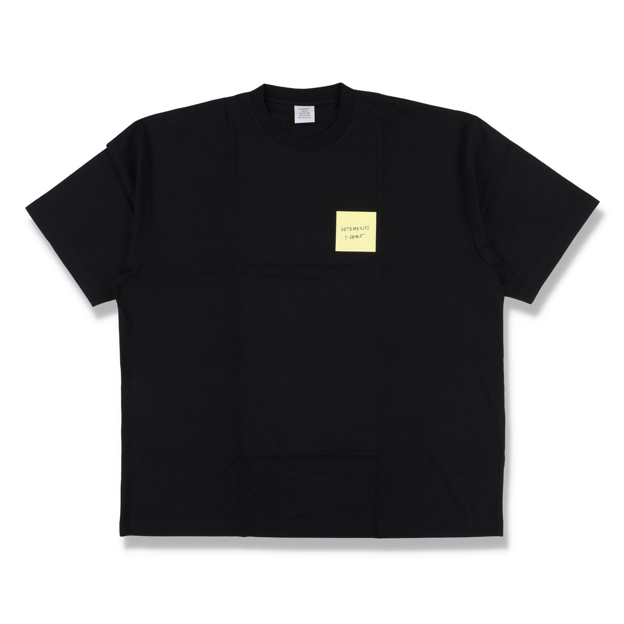 Vetements Black Sticker Logo Oversized T-Shirt | Grailed