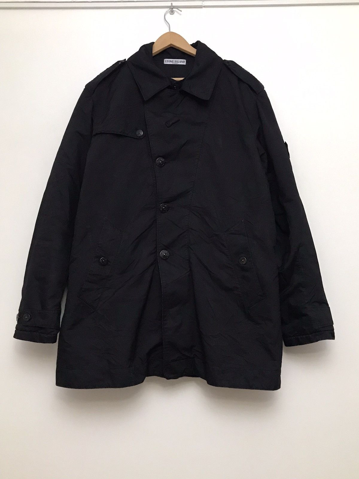 Stone Island Stone Island AW09 asymmetrical black coat | Grailed