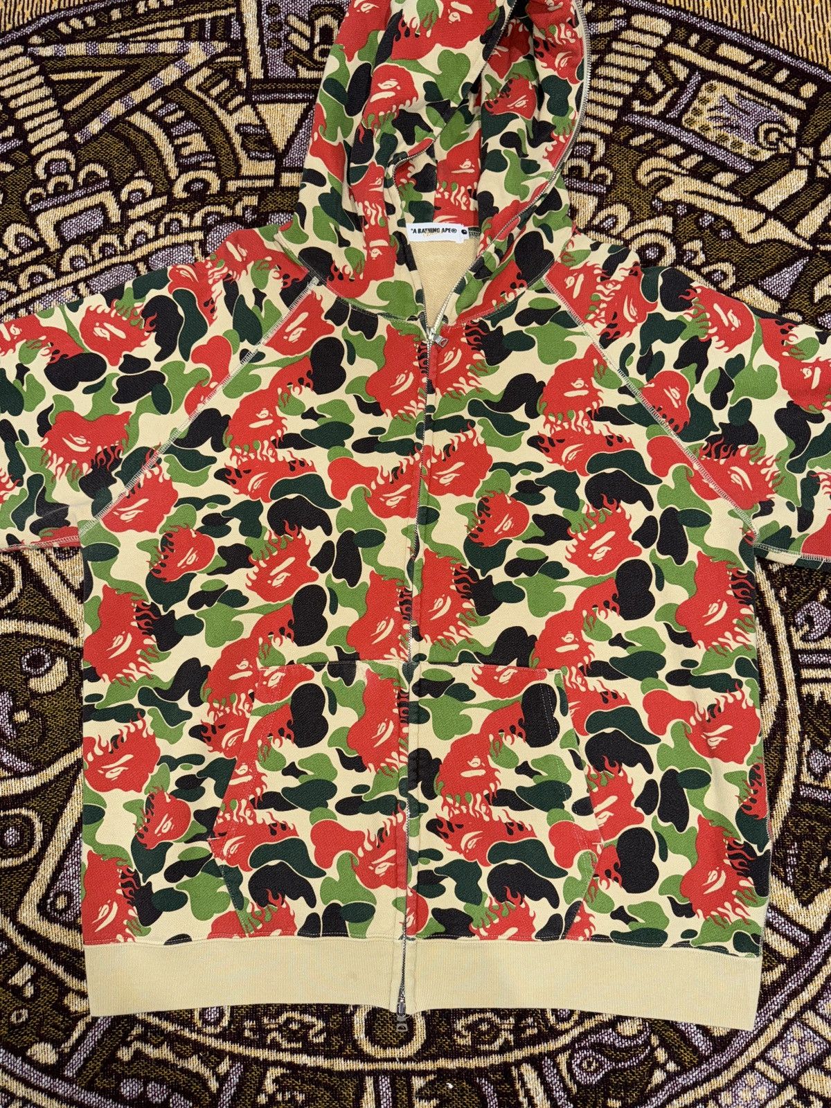 Bape Fire Camo Full Zip Hoodie | Grailed