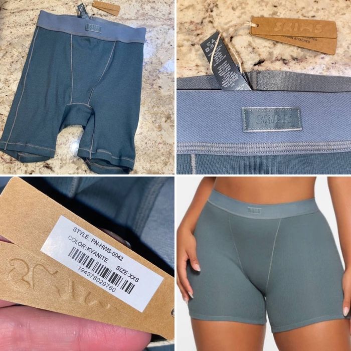 SKIMS NEW SKIMS $34 Cotton Rib Boxer Kyanite Blue sz XXS NWT | Grailed