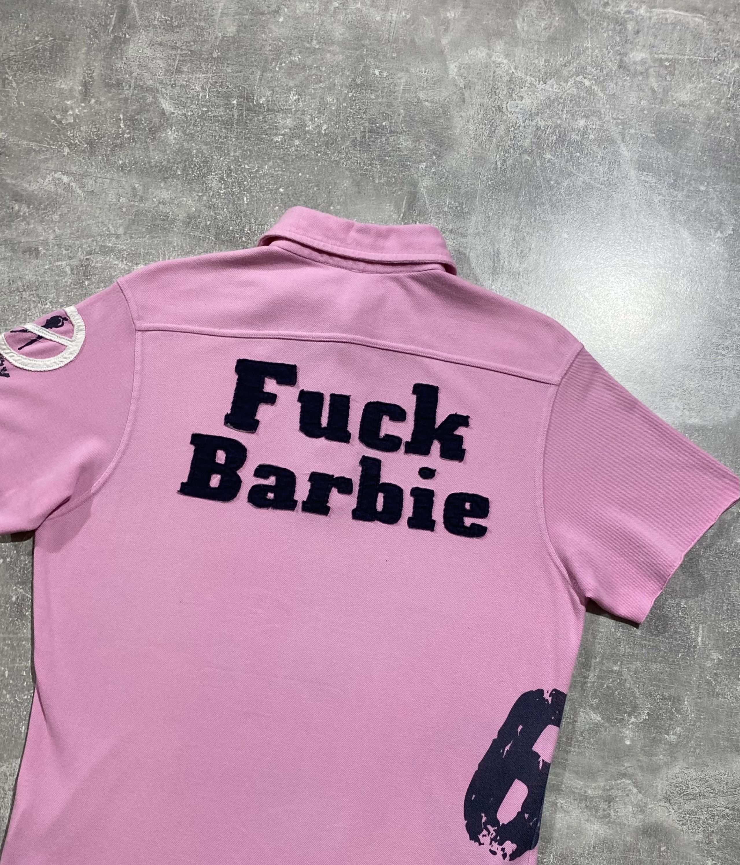 Japanese Brand Vintage Y2k Fuck Barbie 69 Big Logo Polo Pink Tee Japan