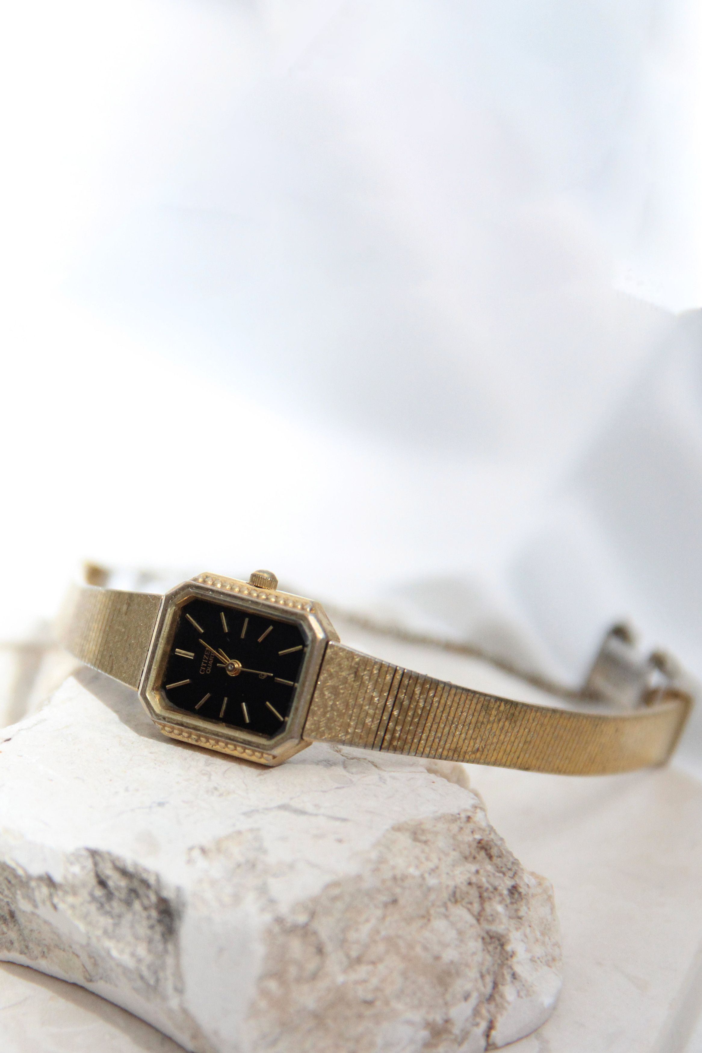Seiko Vintage 1953 Rectangular Black Dial Gold Citizen Quartz | Grailed