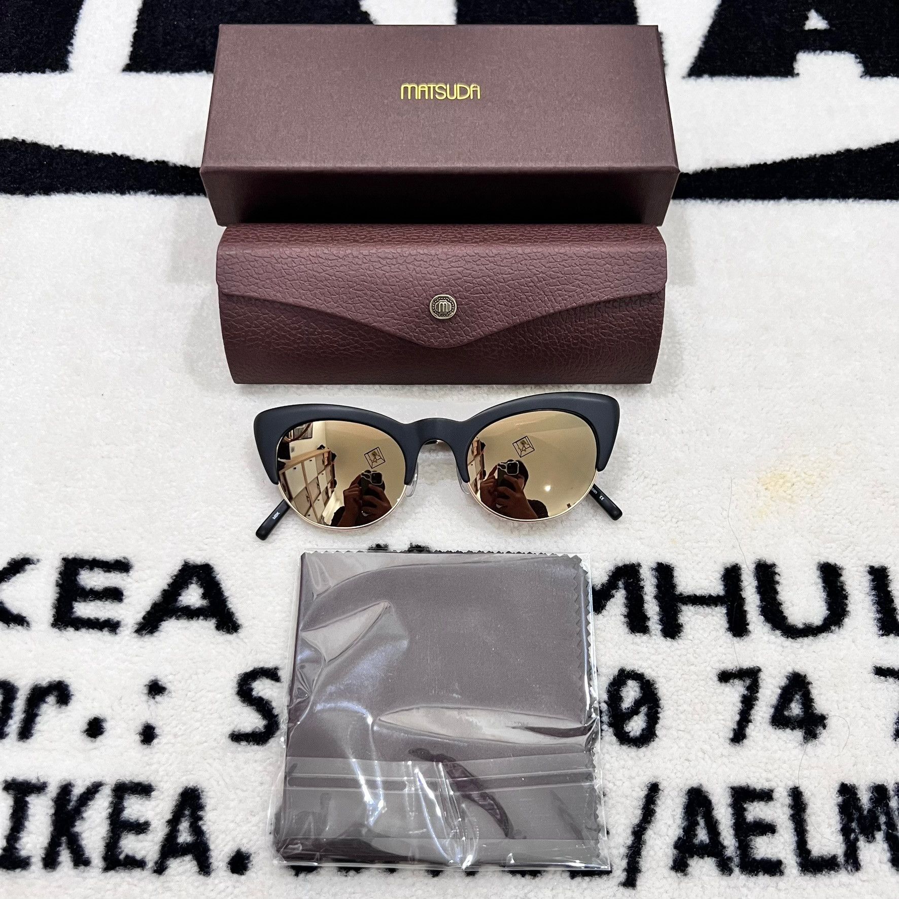 Matsuda Infamous Matsuda Gold Mirror Sunglasses Matte Black Titanium ...