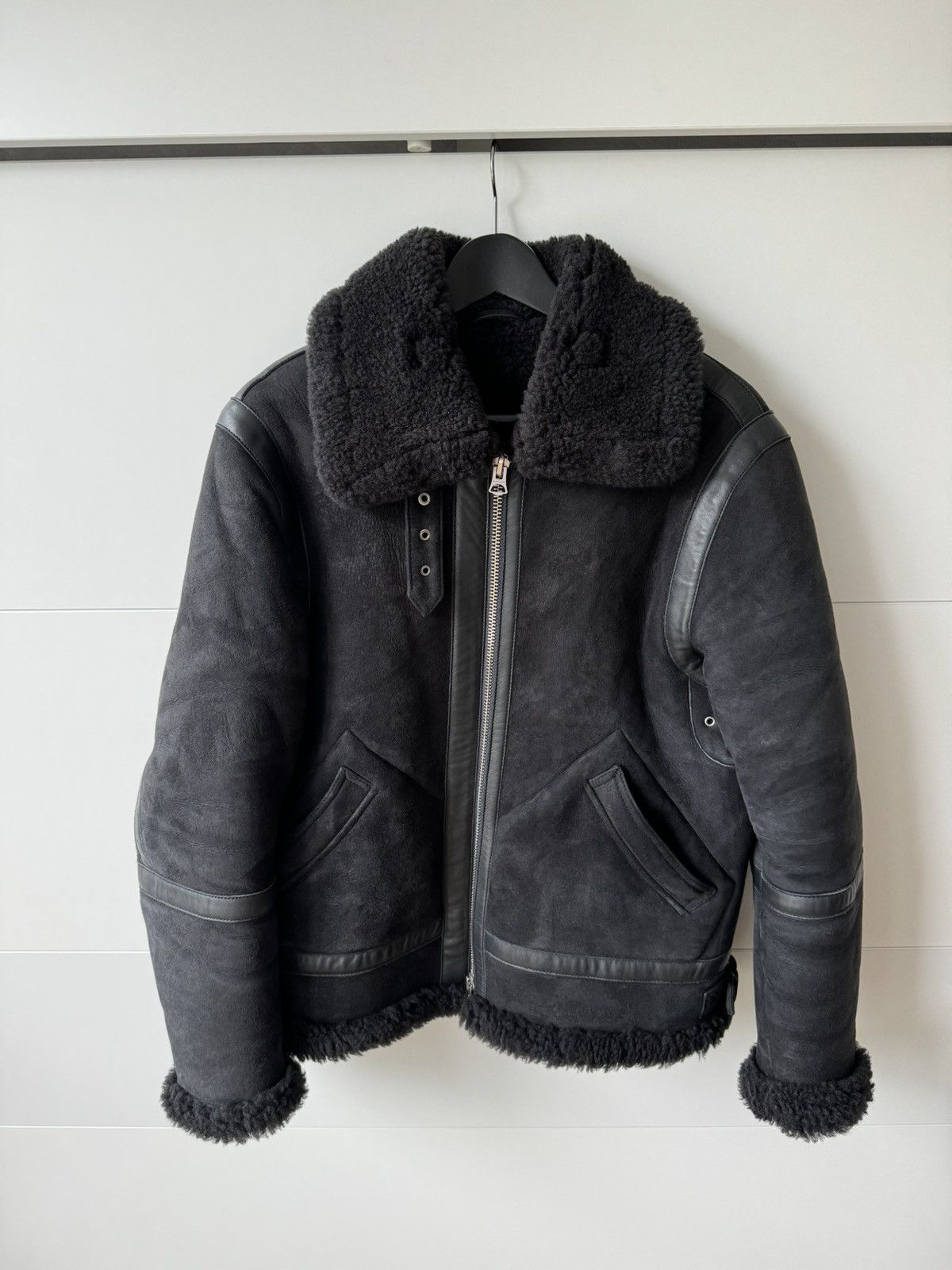 Acne Studios [48] Ian Suede Shearling Jacket in Anthracite (FW18) | Grailed