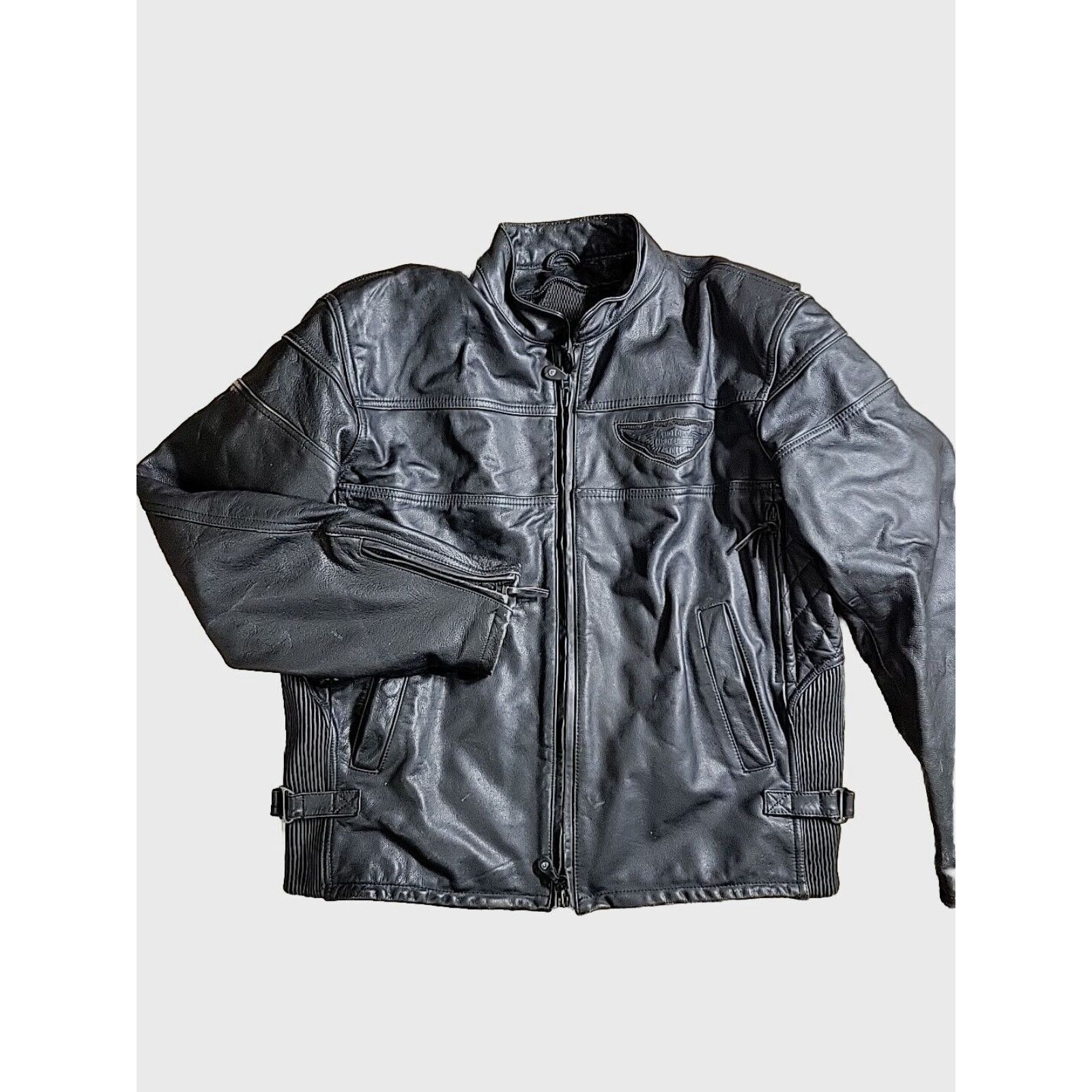 Harley Davidson Harley-Davidson Men XL* Heavy Black Leather Motorcycle ...