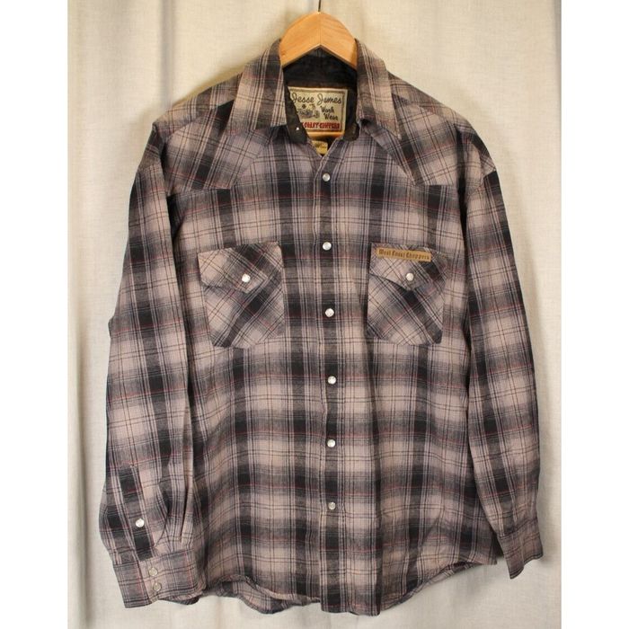Designer Jesse James Workwear Pearl Snap Flannel Shirt | Grailed