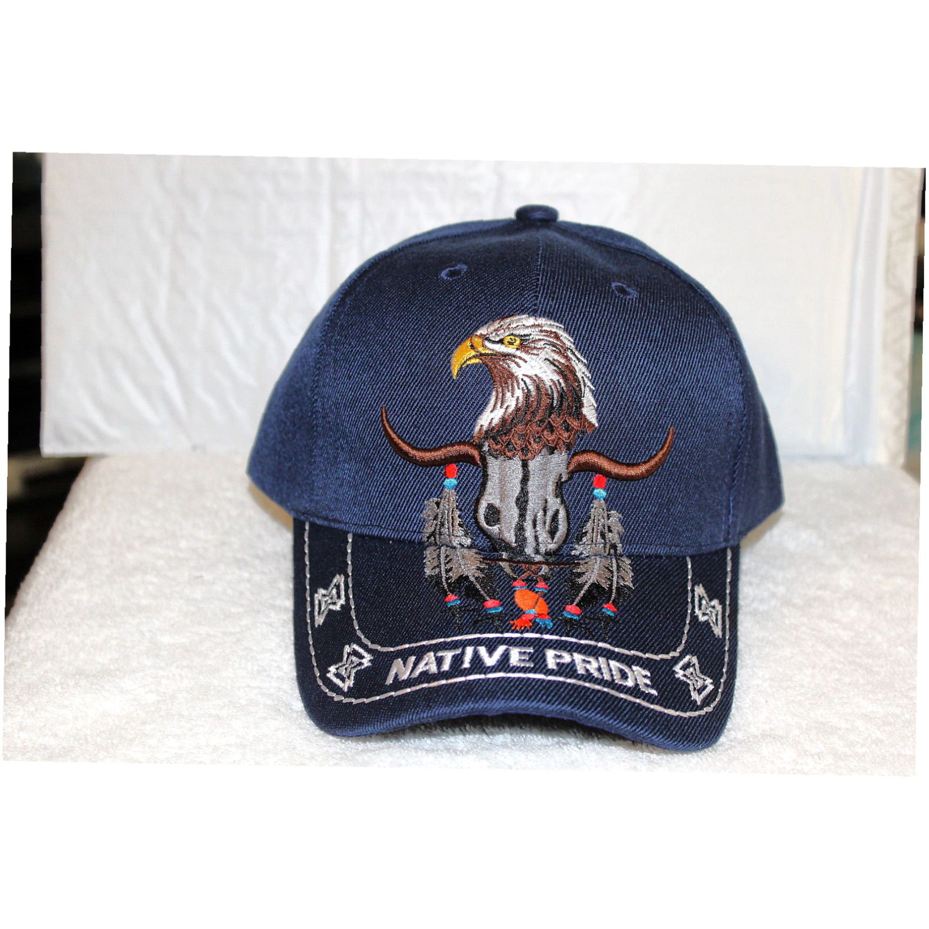 Native Dark Blue Native Pride Baseball Cap Featuring Elegant Eagle ...