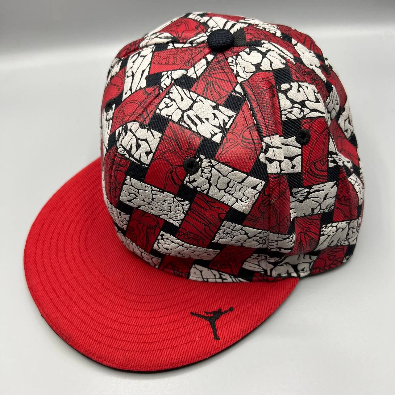 Jordan Brand Air Jordan Hat Men 7 1/2 Red Black White Jumpman Fitted ...