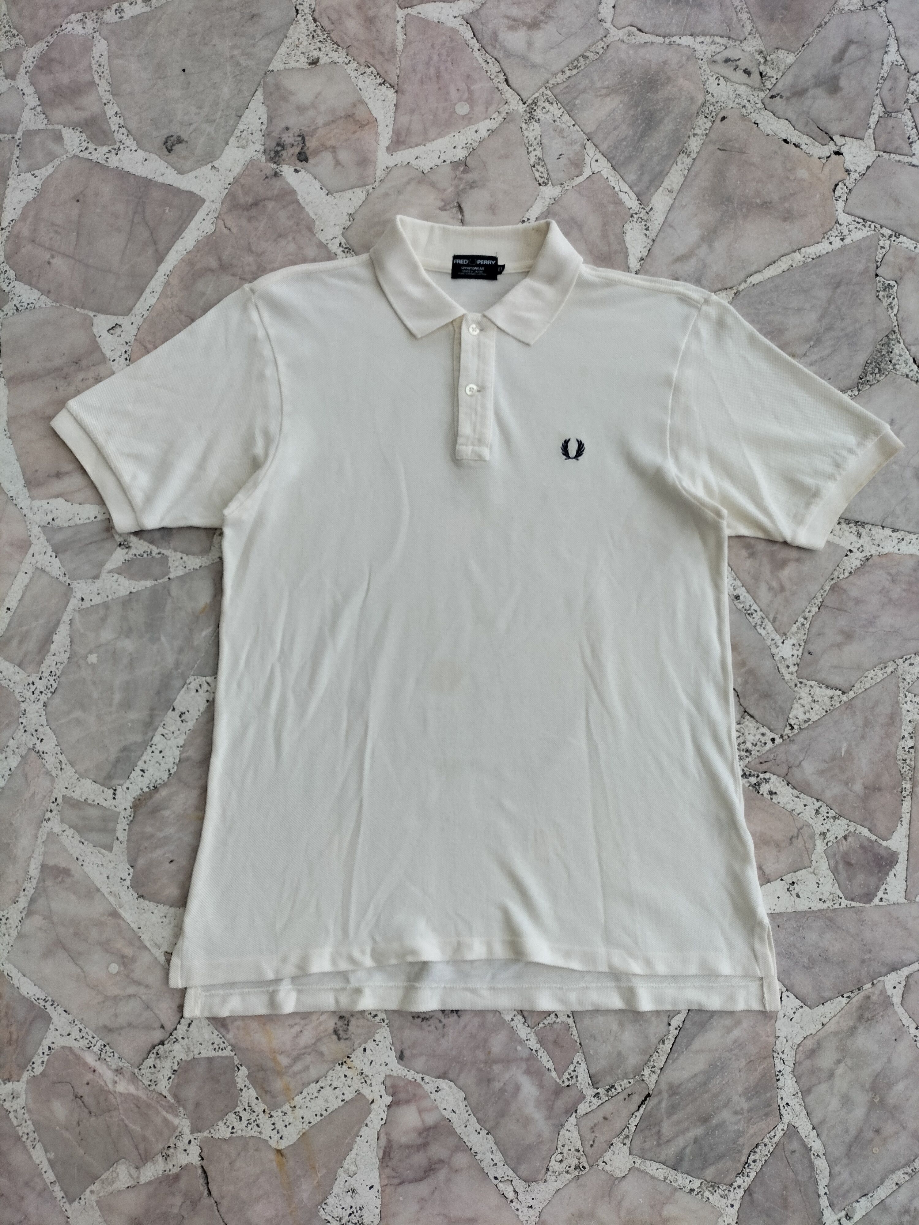 Fred Perry × Vintage Fred Perry White Blue Embroidered Tag Japan | Grailed