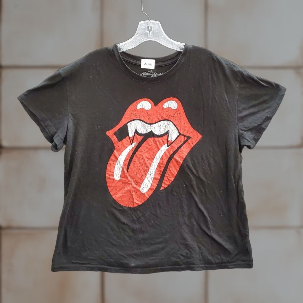 Logo 7 VINTAGE The Rolling Stones T-Shirt Women Large Black Logo ...