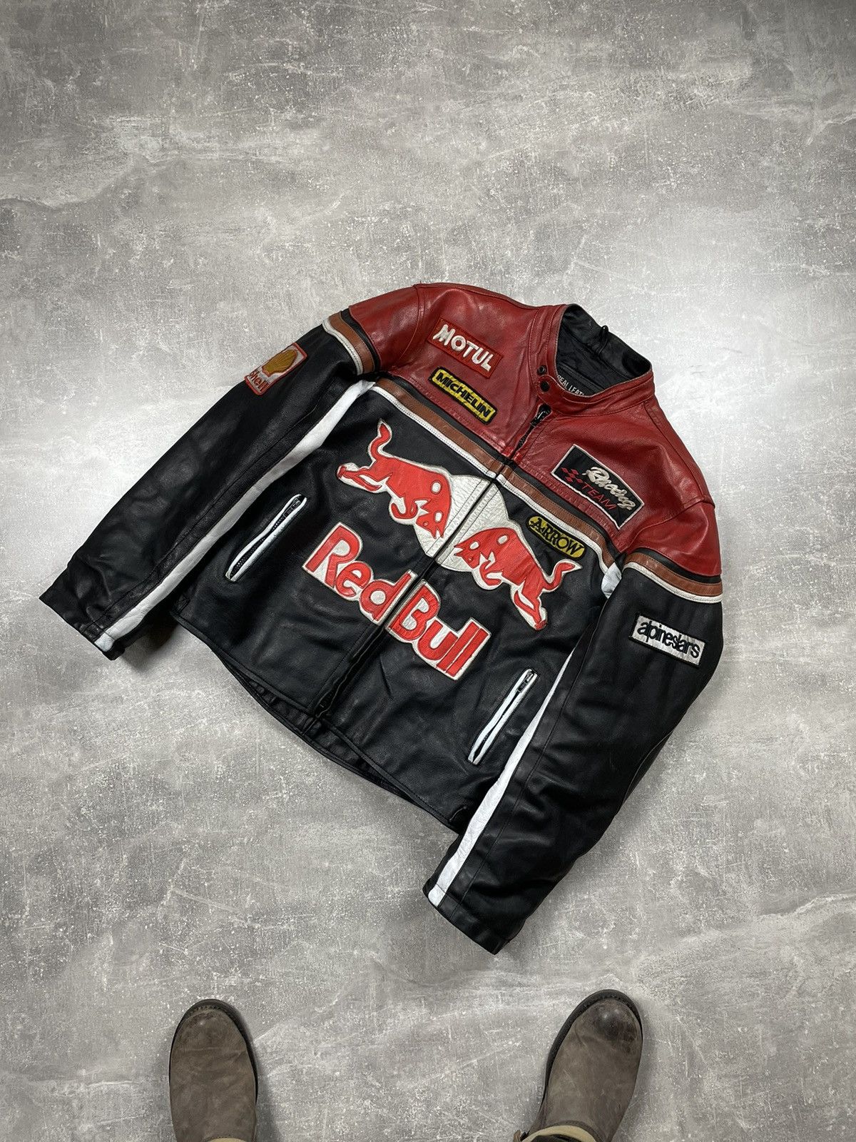Genuine Leather × Racing × Vintage Rare Vintage Red Bull Racing Leather ...