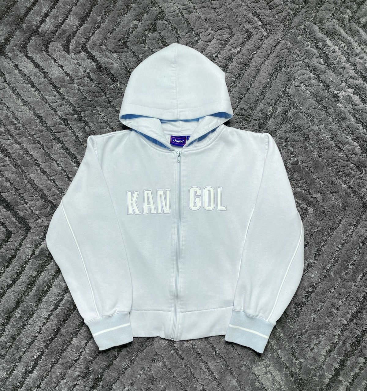Vintage Vintage Baby Blue Boxy Hoodie Sweatshirt ZIP Up Kangol y2k | Grailed