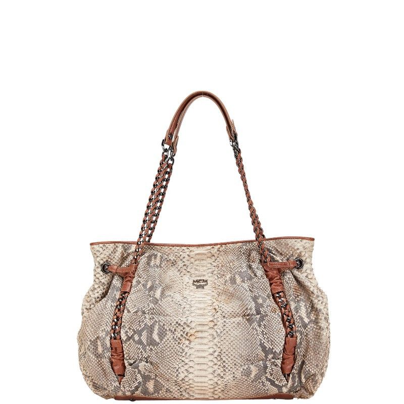 MCM MCM MCM Logo Python Leather Tote Bag Leather Tote Bag | Grailed