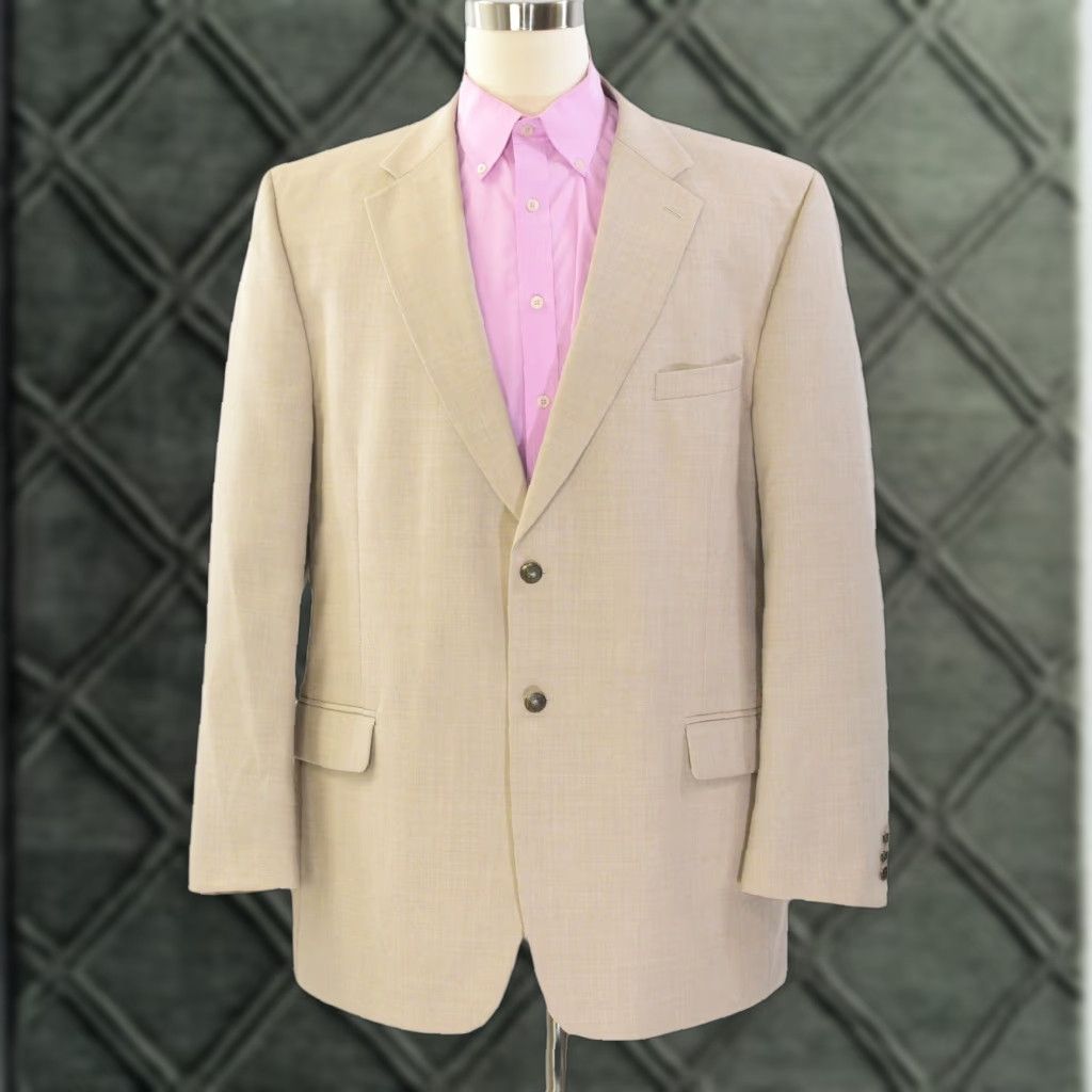 Vintage Bert Pulitzer Beige Crosshatch Blazer Mens 50L 2 Button Crest ...