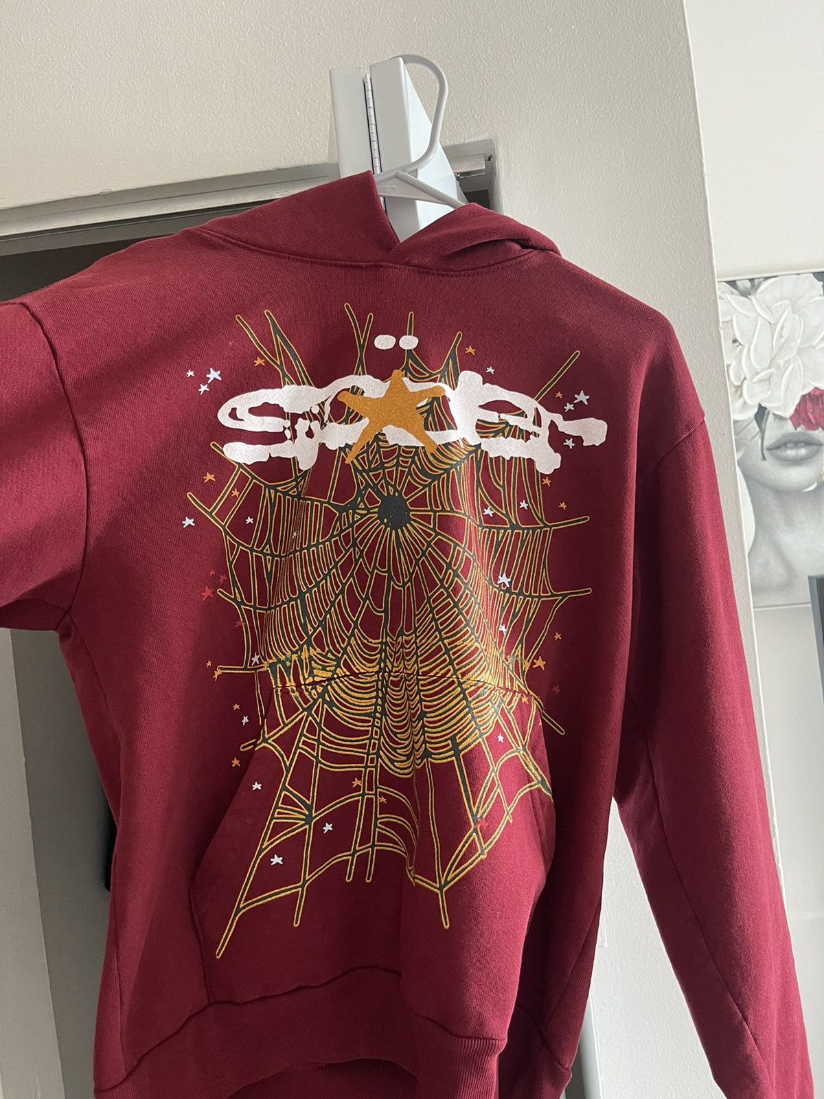 Spider Worldwide Sp5der Maroon Hoodie | Grailed
