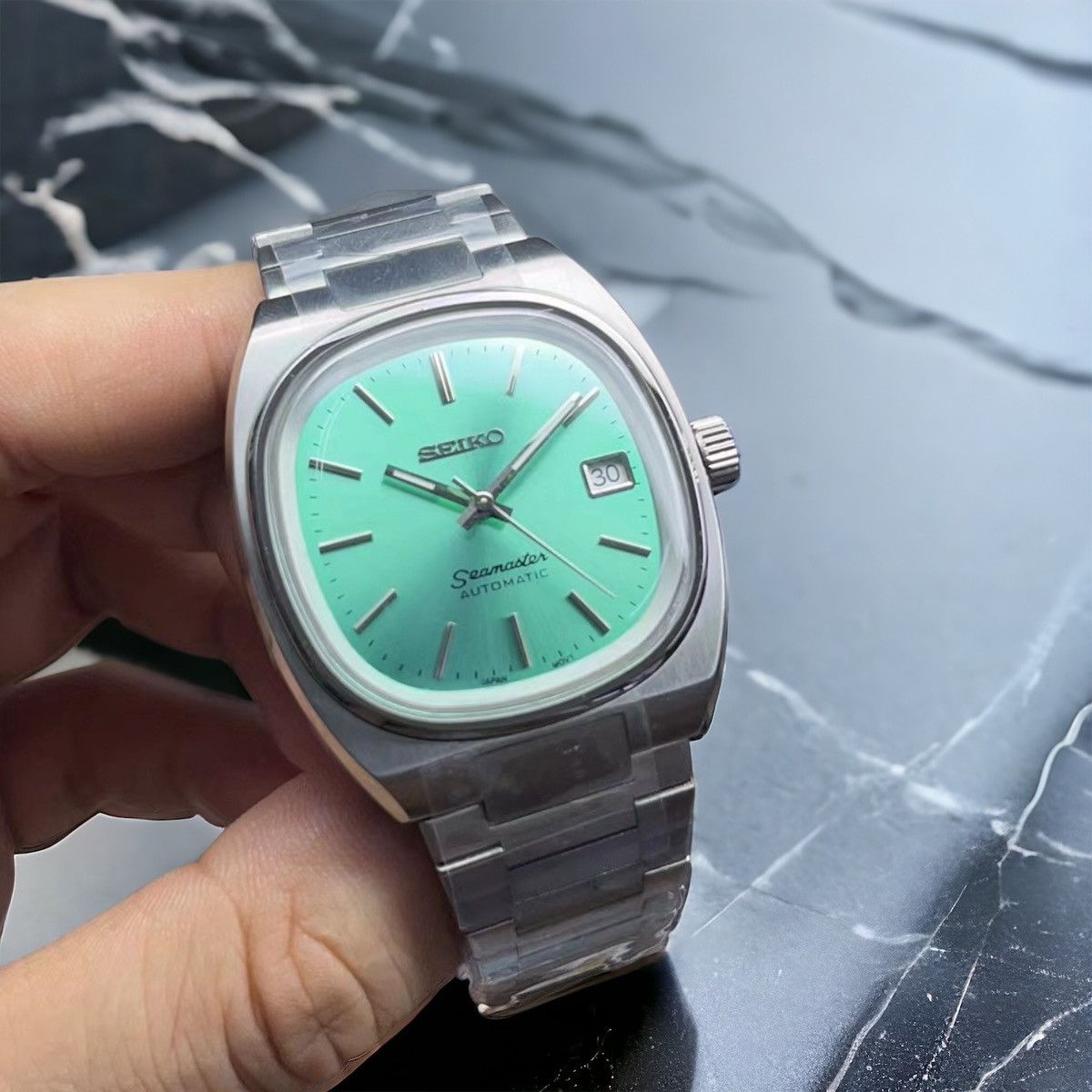 Japanese Brand × Seiko Seiko Mod NH35 Seamaster Turquoise Dial Steel ...